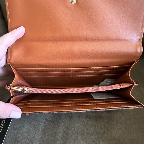 London Fog | Bags | London Fog Cognac Sophia Signature Flap Wallet ...